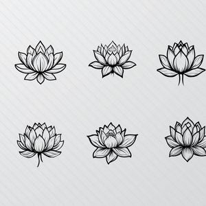 Lotus Flower SVG Bundle: Silhouette Clipart, Cut Files (PNG, Vector) - Etsy
