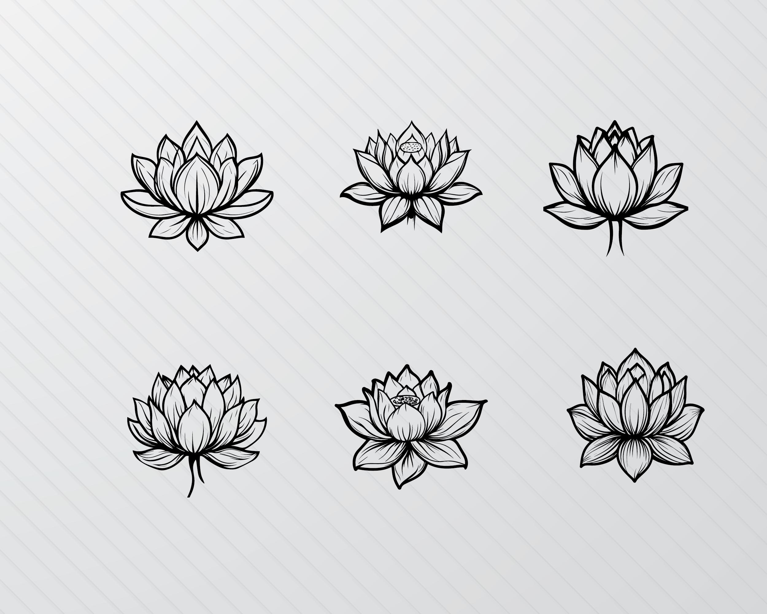 Lotus Flower SVG Bundle: Silhouette Clipart, Cut Files (PNG, Vector) - Etsy