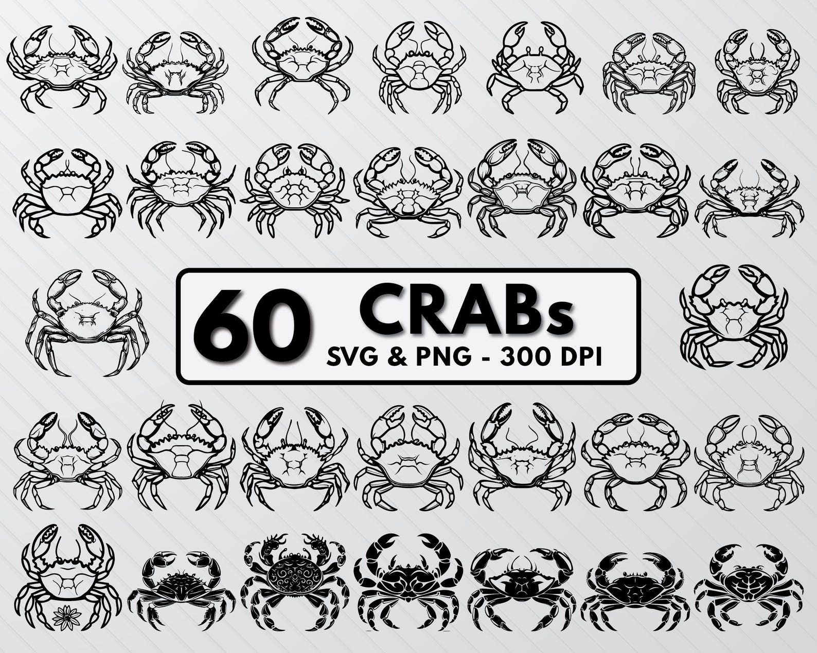 Crab Silhouette Svg, Crab Svg Bundle Set, Crabs Png Clipart, Crab ...