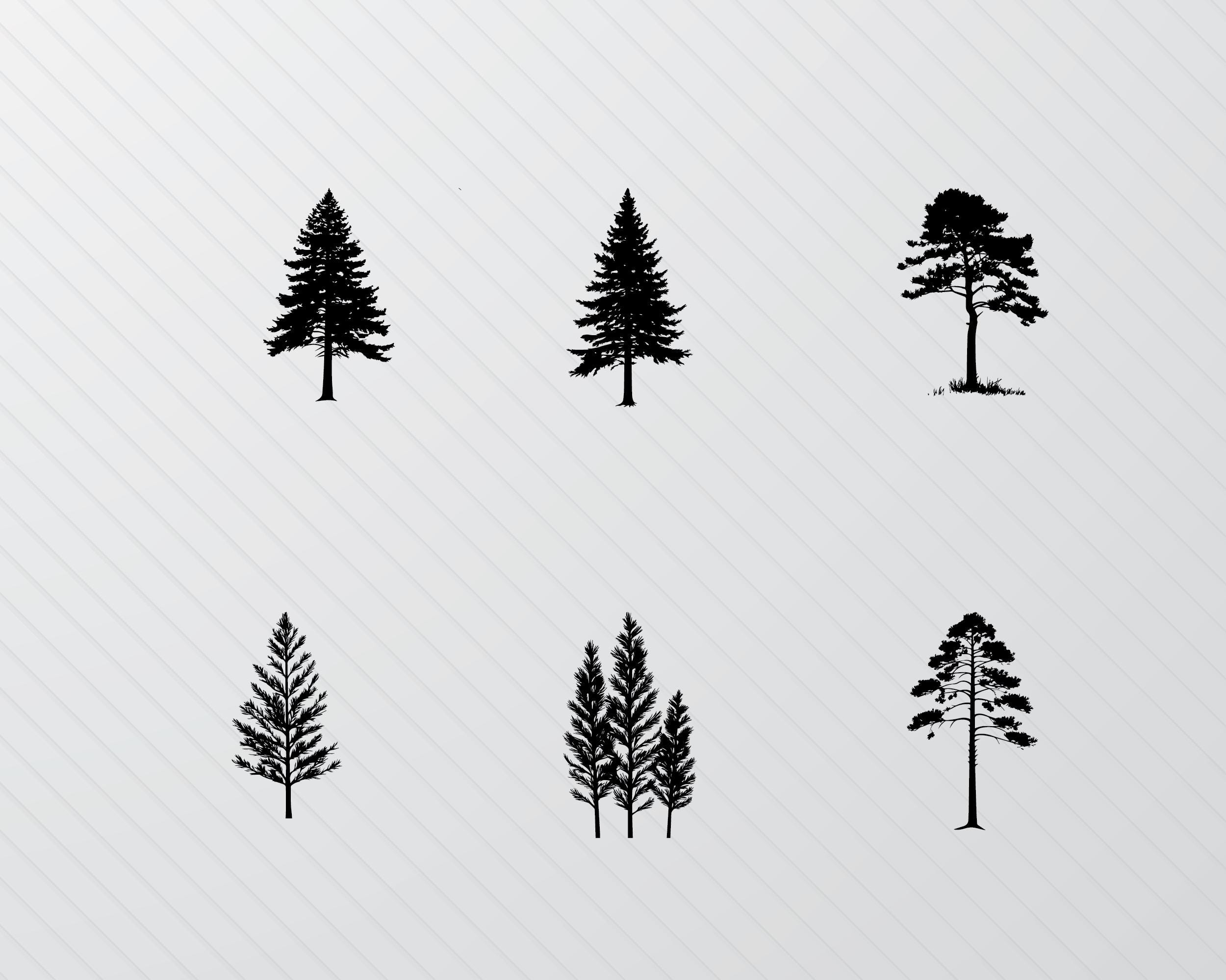 Pine Tree Silhouette Svg, Pine Tree Svg Bundle Set, Pine Tree Png, Pine ...
