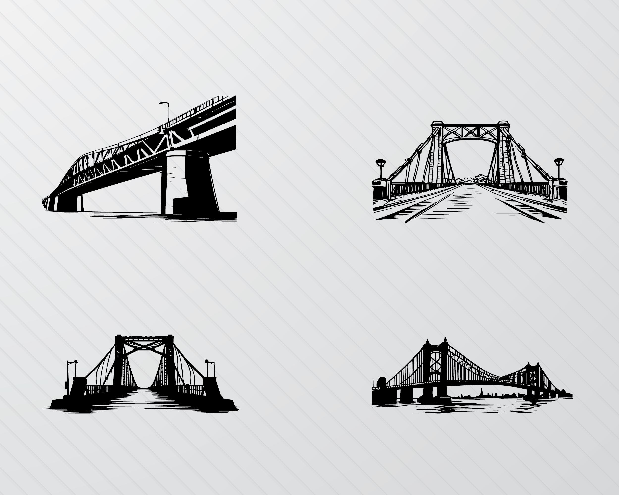 Bridge SVG Bundle: Silhouette Art, Clipart, Vector (digital Download ...