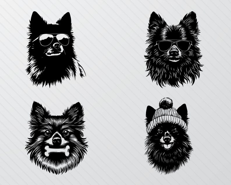German Spitz Svg Bundle, German Spitz Dog Silhouette Svg, Dog Breeds ...