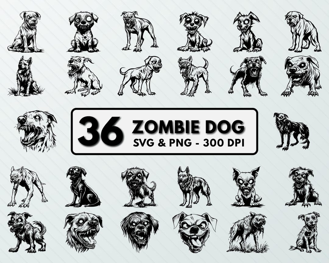 Zombie Dog Svg Png Bundle, Zombie Dog Clipart, Zombie Dog Silhouette ...