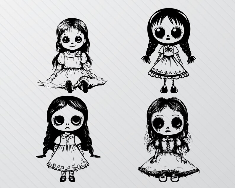 Haunted Doll SVG Bundle: Creepy Doll Clipart (PNG, Vector) - Etsy