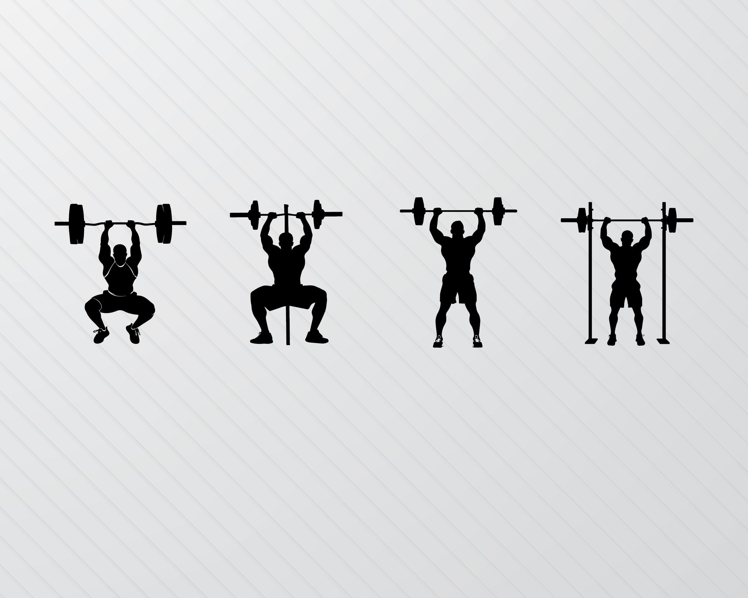 Weight Lifting Silhouette, Weight Lifting Svg Bundle, Gym Clipart ...