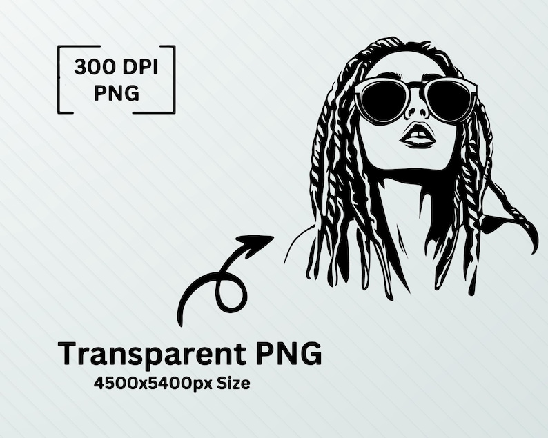 Girl Dreadlocks Silhouette: Vector Art, Clipart (SVG, PNG, Cricut Ready ...