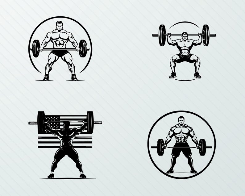 Powerlifting SVG PNG Vector Set: Silhouette Designs, Decals - Etsy