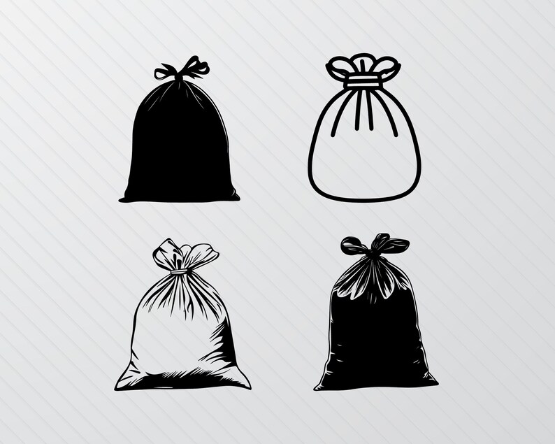 Sack Silhouette Vector Bundle: Bag Outline Clipart (SVG, PNG) - Etsy