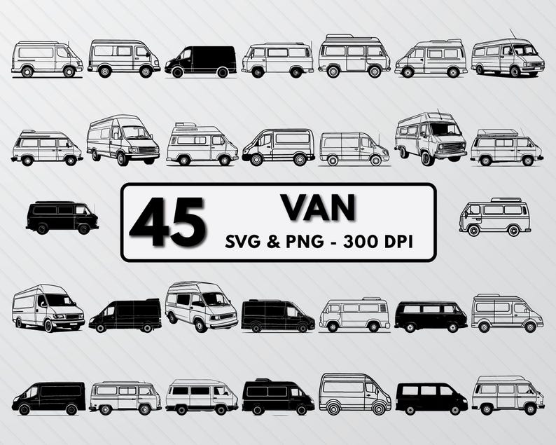 Van Silhouette Vector Art: SVG Bundle, PNG, Cricut Cut File - Etsy