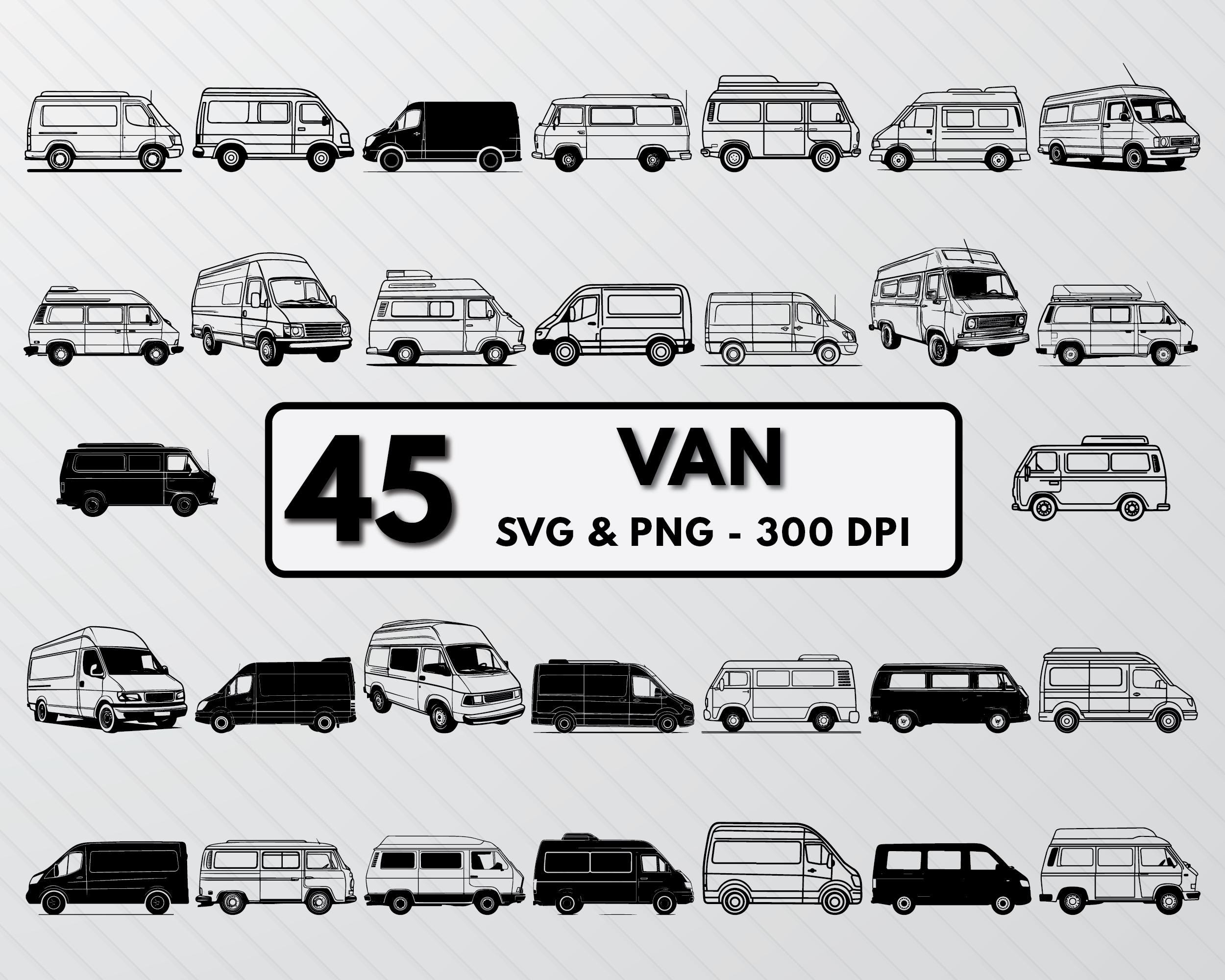 Van Silhouette Vector Art: SVG Bundle, PNG, Cricut Cut File - Etsy