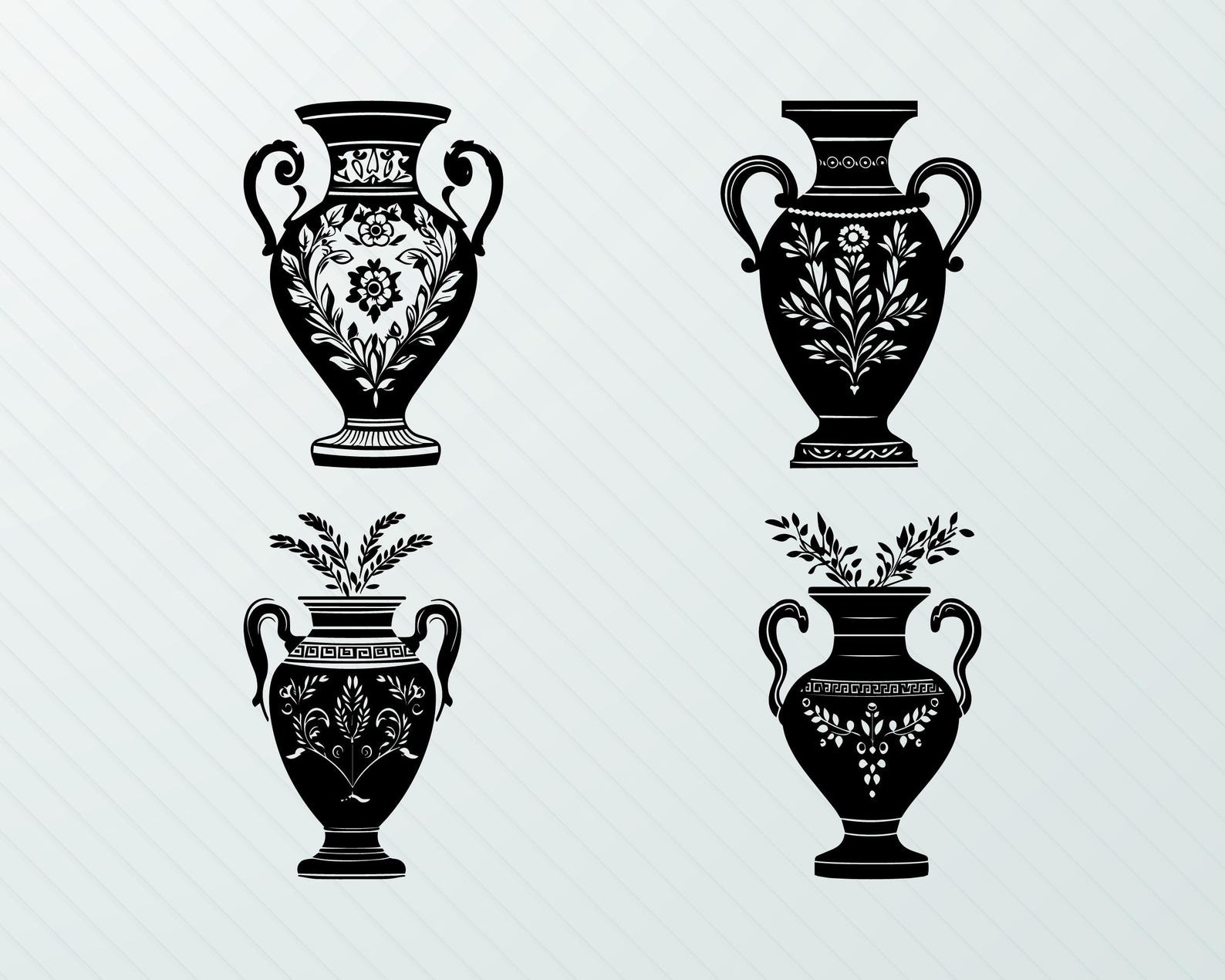 Greek Amphora SVG PNG Clipart: Ancient Pottery Designs (digital ...