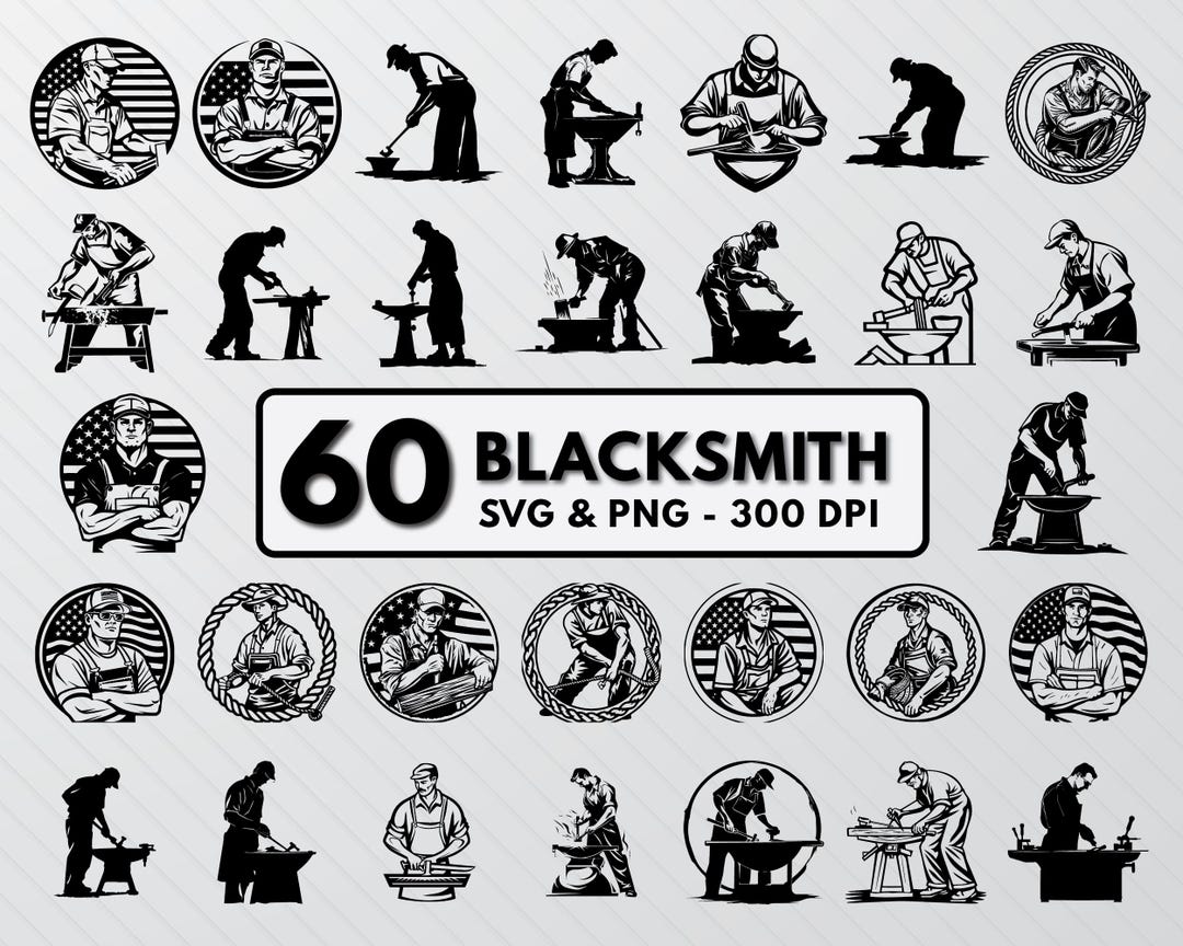 Blacksmith Silhouette Svg, Blacksmith Svg Bundle Cut File, Blacksmith ...