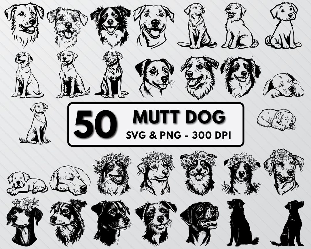Mutt Dog Svg Bundle, Mutt Dog Silhouette Cut File for Cricut, Mutt Dog ...