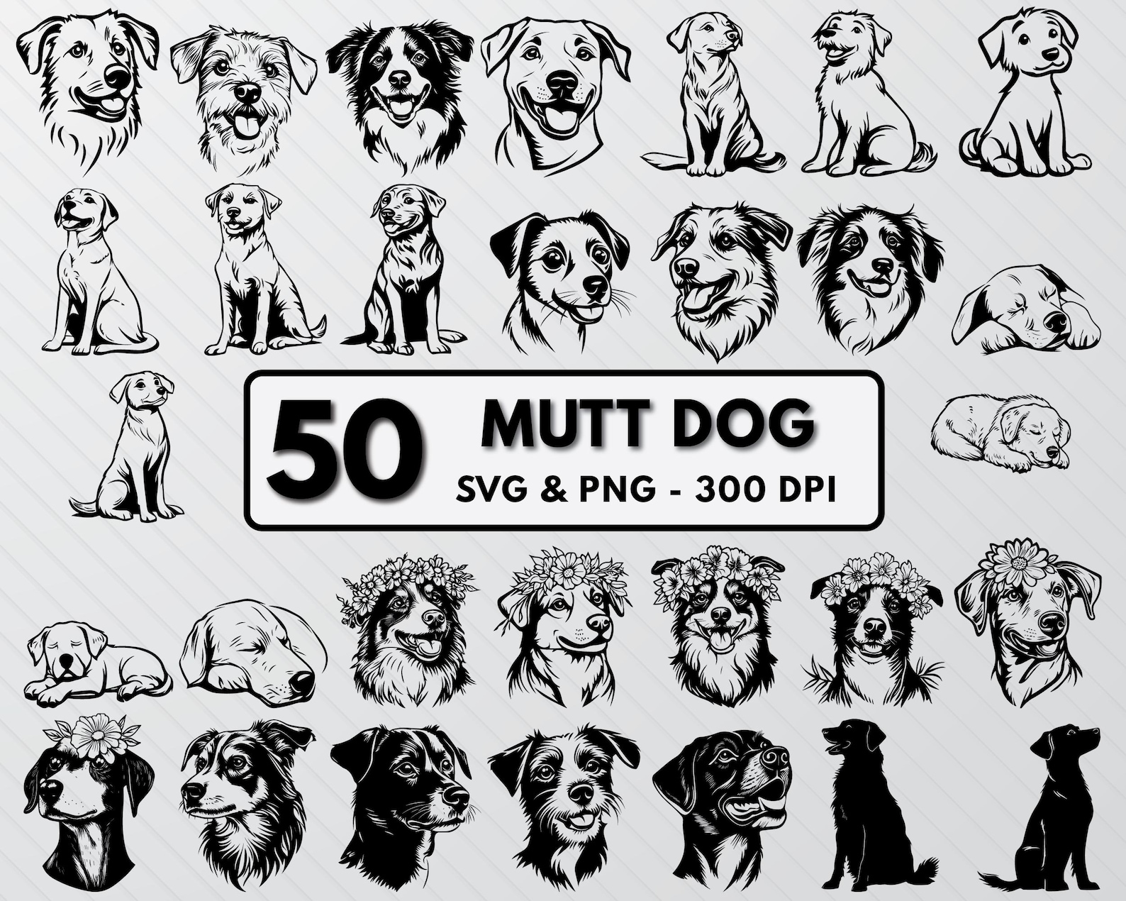 Mutt Dog Svg Bundle, Mutt Dog Silhouette Cut File for Cricut, Mutt Dog ...