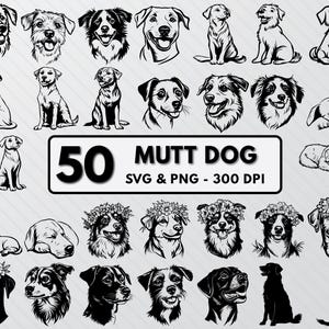 Mutt Dog Svg Bundle, Mutt Dog Silhouette Cut File for Cricut, Mutt Dog ...