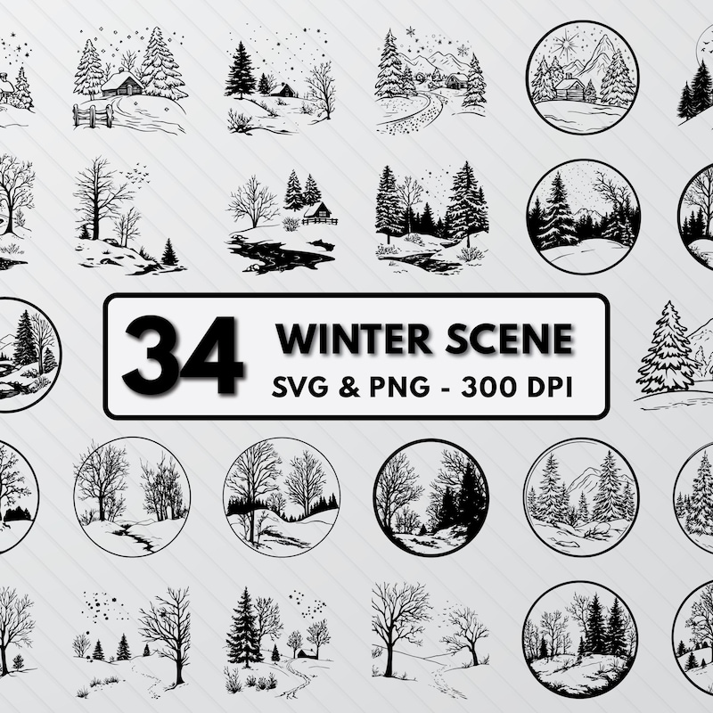 Winter Scene Svg - Etsy