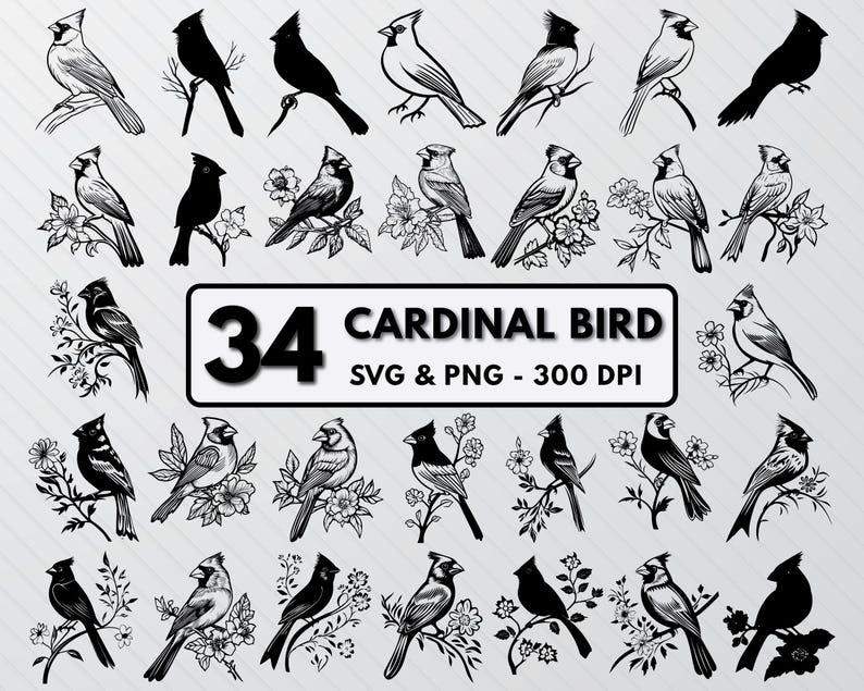 Cardinal Bird Svg Bundle, Cardinal Bird Silhouette, Cardinal Bird ...