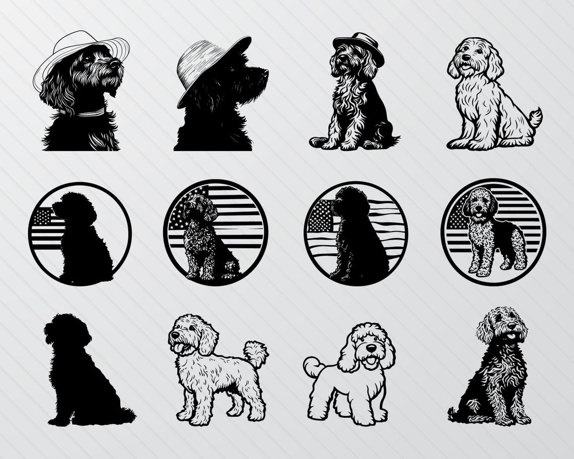 Whoodle Hund SVG, Whoodle Silhouette geschnitten Datei für Cricut ...