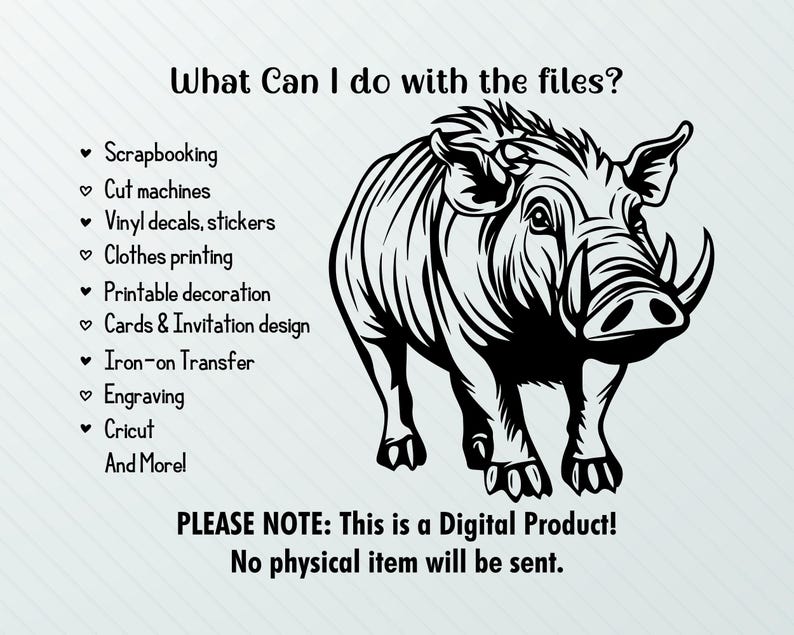 Warthog SVG PNG: Wild Pig Vector Clipart Cut Files - Etsy