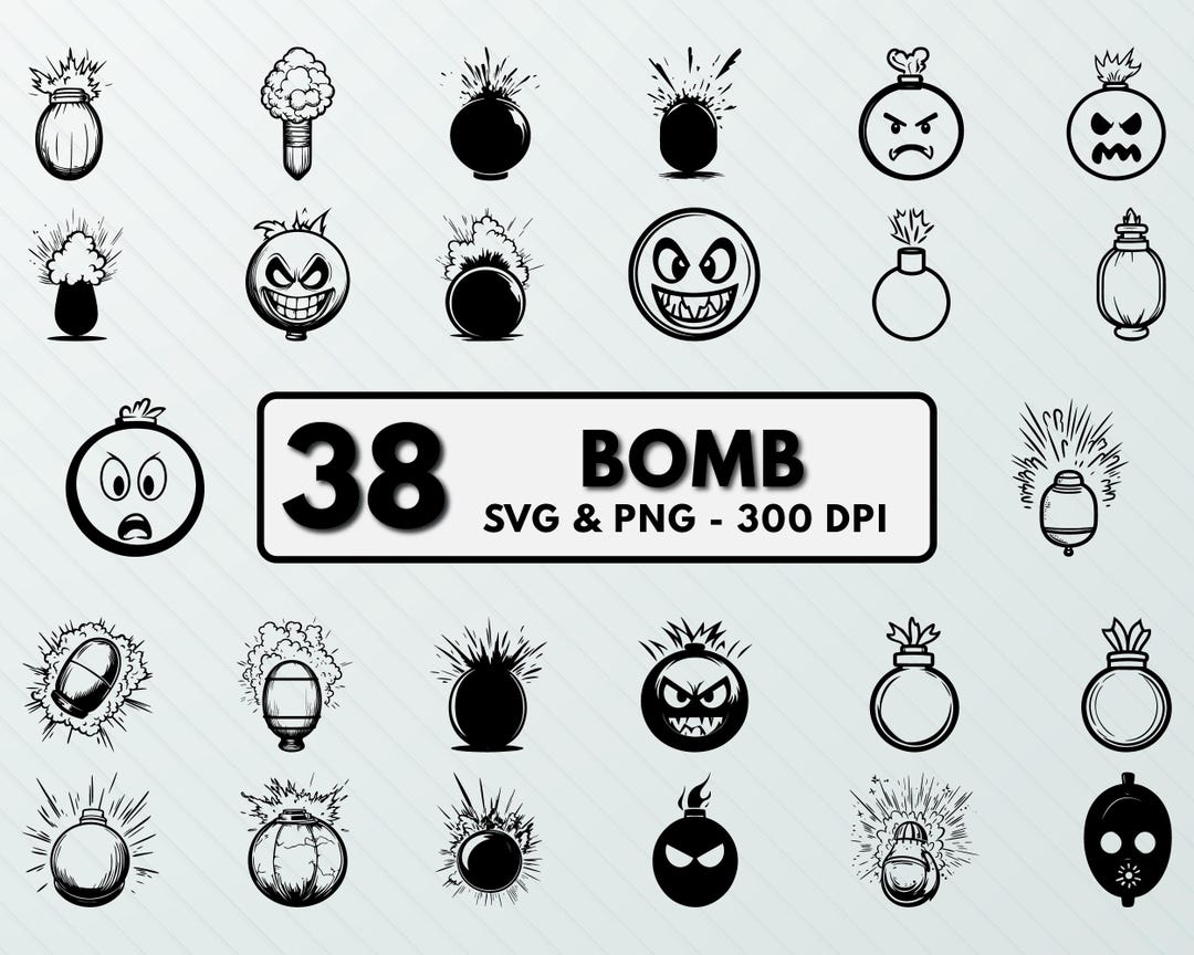 Bomb Icon Set: Vector Clipart, SVG, PNG (300 DPI) - Etsy