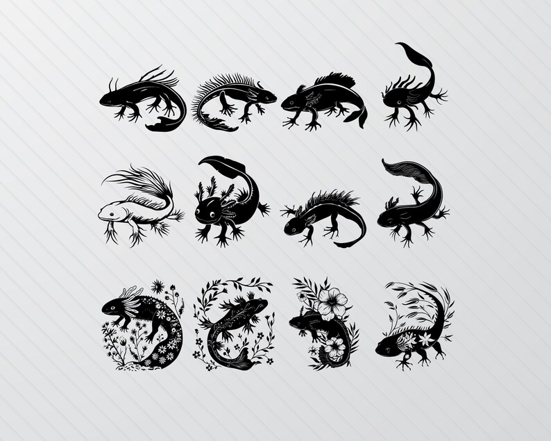 Axolotl Silhouette Svg, Axolotl Svg Cut File, Axolotl Clipart, Axolotl ...