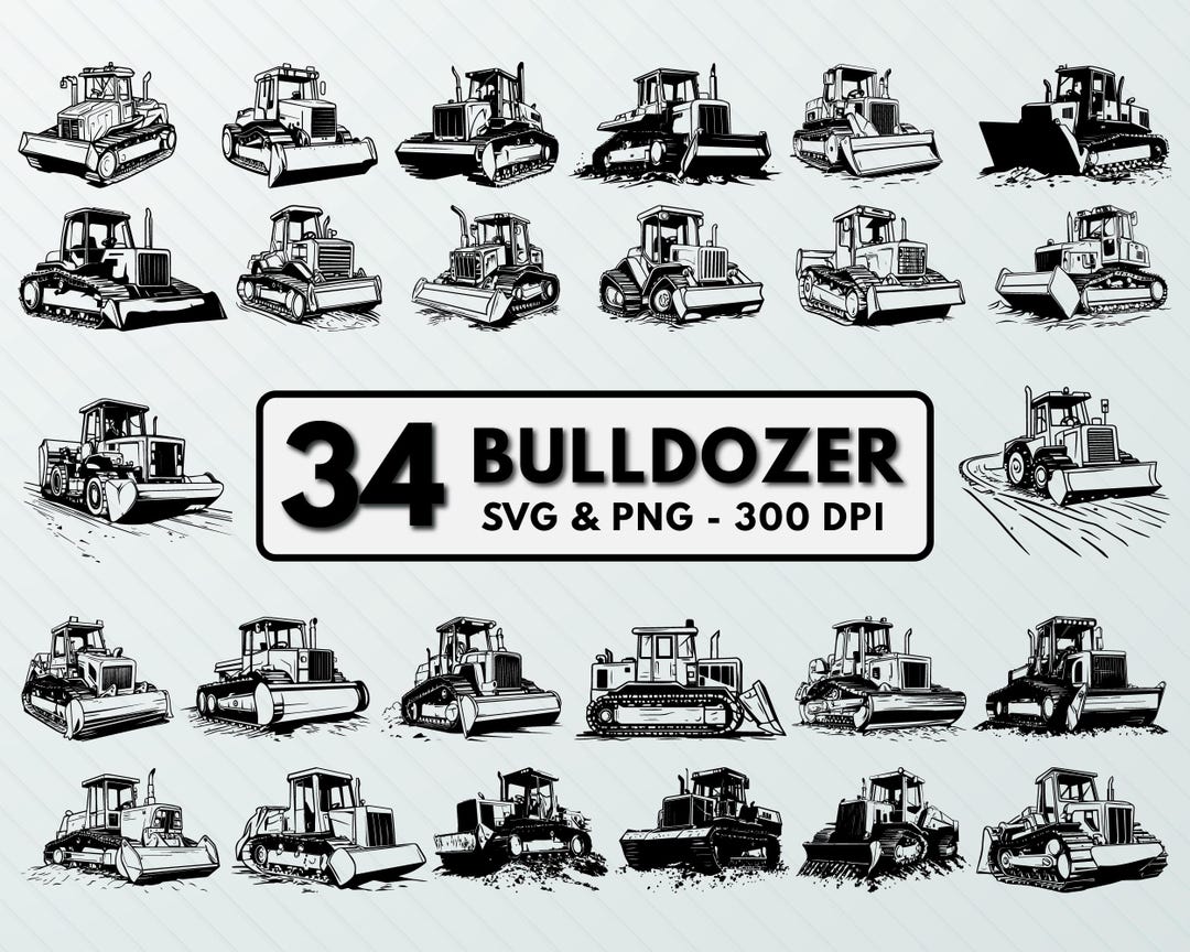 Bulldozer Svg Png, Bulldozer Clipart, Bulldozer Art Silhouette, Decal ...