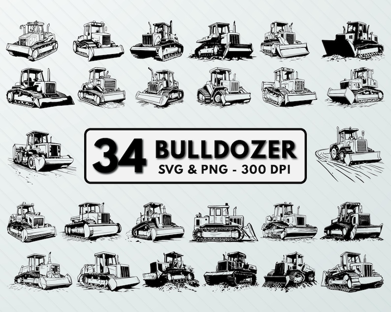 Bulldozer Svg Png, Bulldozer Clipart, Bulldozer Art Silhouette, Decal ...