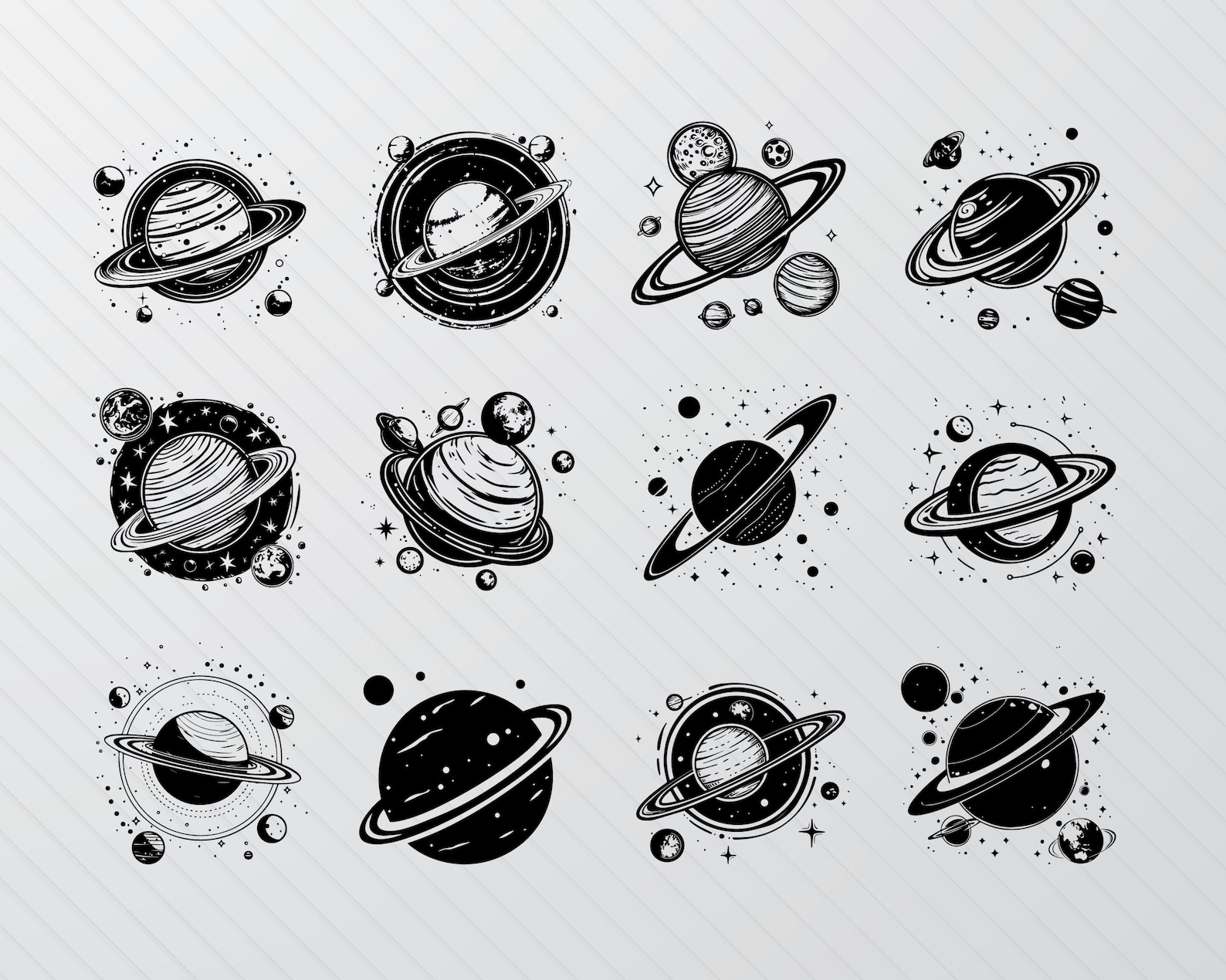 Solar System Planets Silhouette: Galaxy Vector Art (SVG & PNG) - Etsy