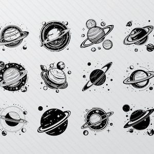 Solar System Planets Silhouette: Galaxy Vector Art (SVG & PNG) - Etsy