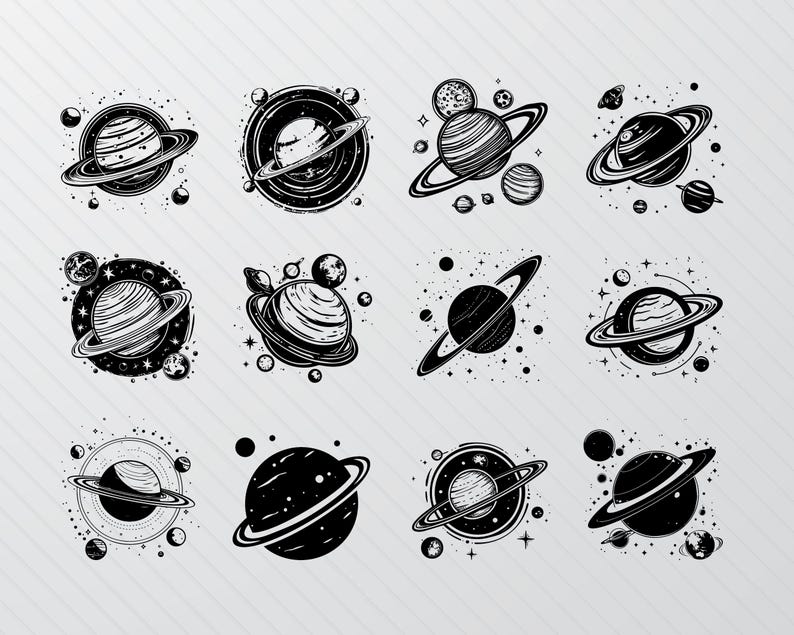 Solar System Planets Silhouette: Galaxy Vector Art (SVG & PNG) - Etsy