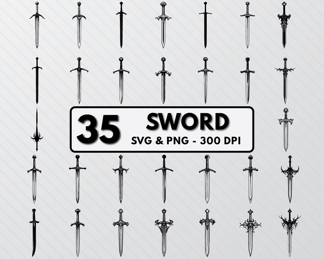Sword SVG Bundle: Silhouette Cut Files, Cricut Decal Icons (digital ...