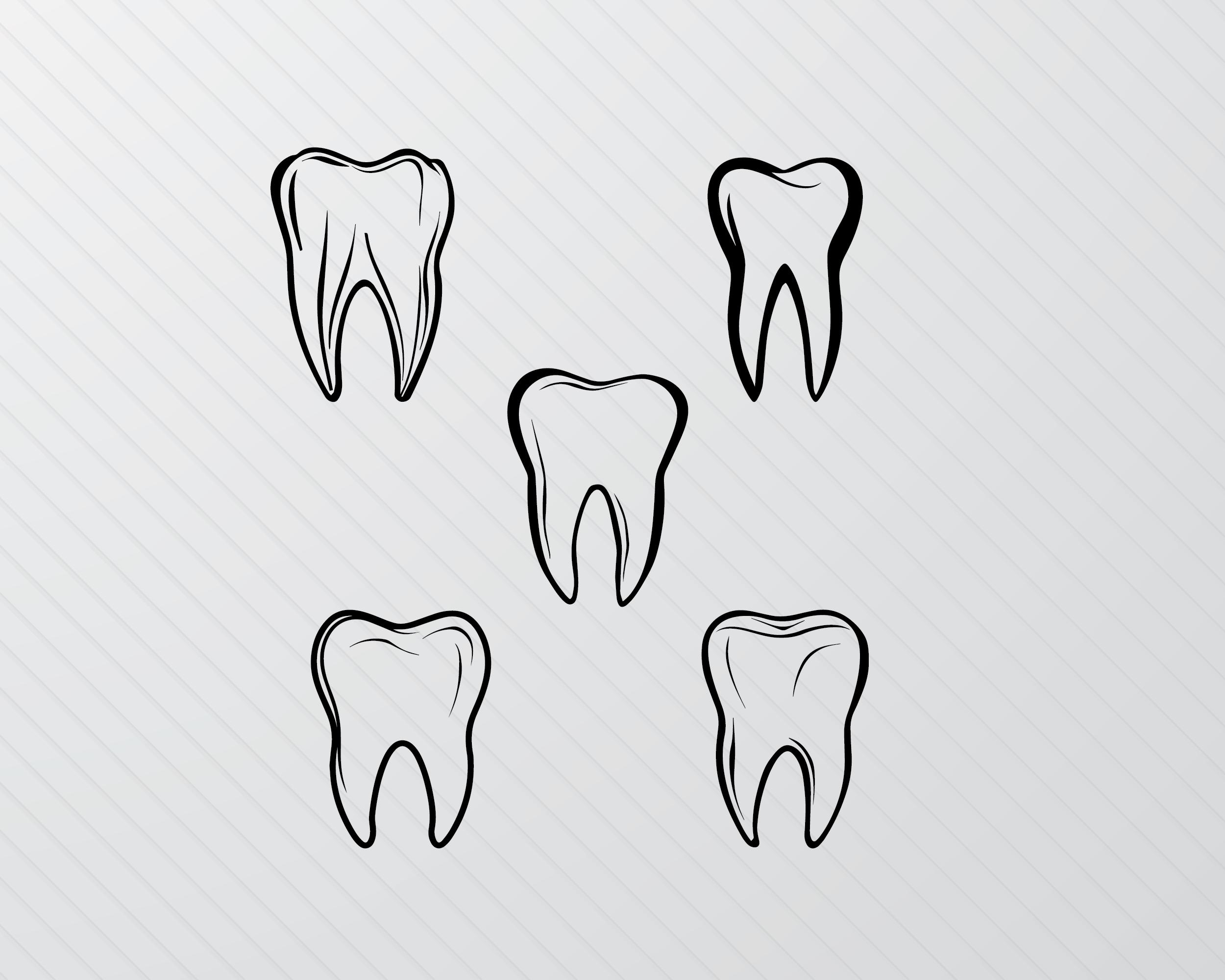 Tooth Silhouette Svg, Tooth Svg Bundle Cut File, Flower Tooth Clipart ...