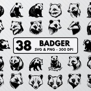 Badger SVG Bundle: Honey Badger Silhouette Clipart (digital Download ...
