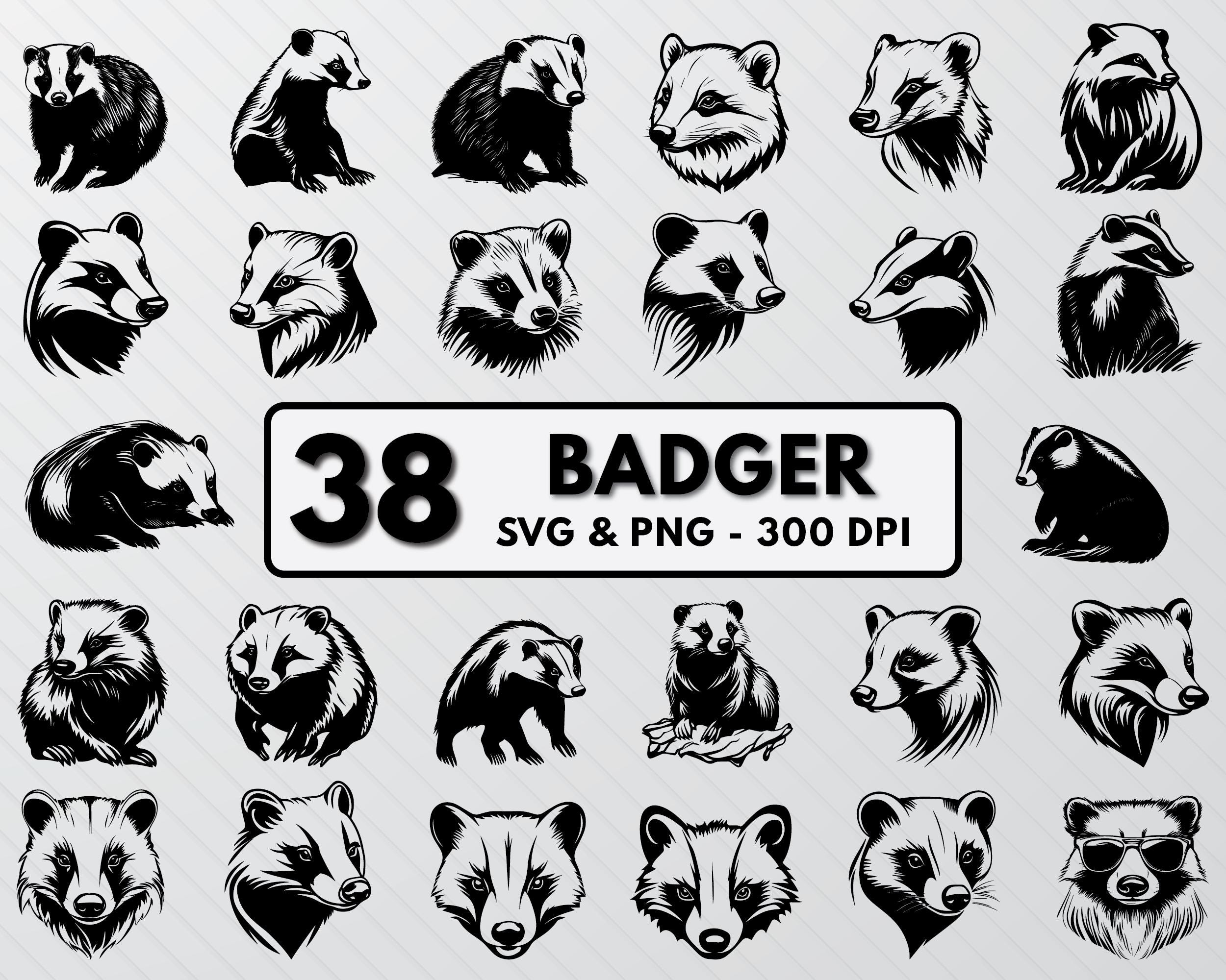 Badger Svg Bundle, Honey Badger Silhouette Png, Badger Head Design Svg ...