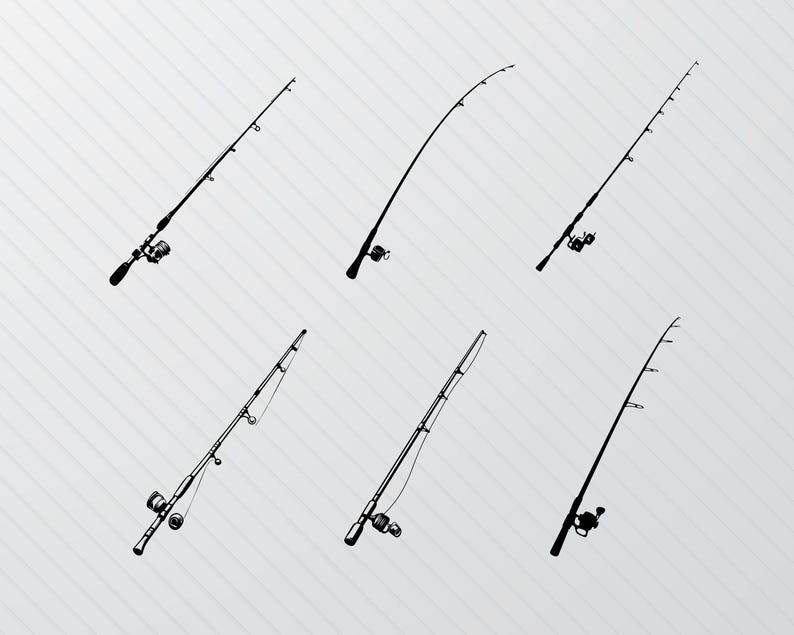 Fishing Rod SVG Clipart: Vector Cut Files, Cricut Designs (PNG) - Etsy ...
