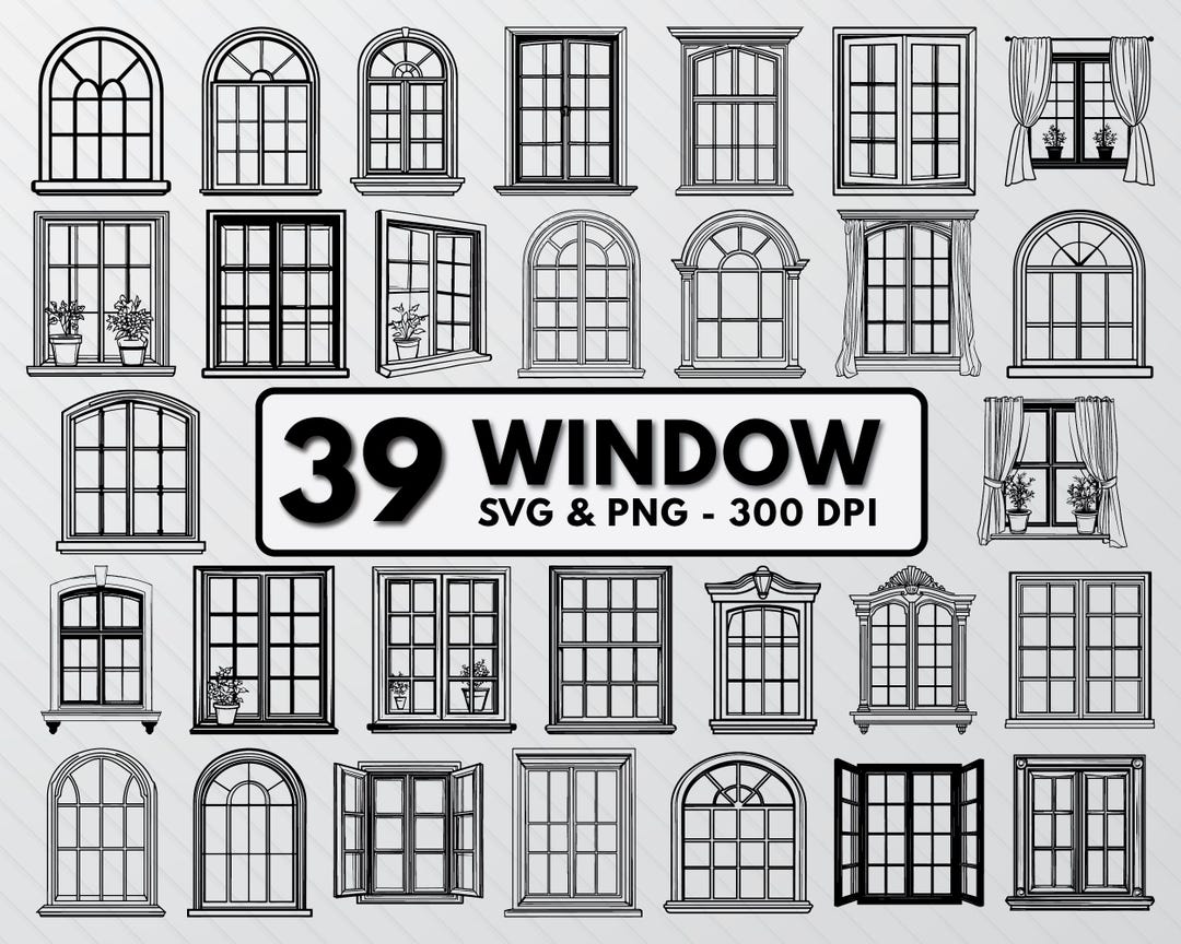 Window SVG Cut Files: Silhouette Clipart, Vector Art (PNG) - Etsy