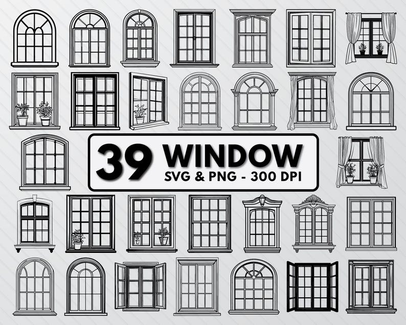 Window SVG Cut Files: Silhouette Clipart, Vector Art (PNG) - Etsy