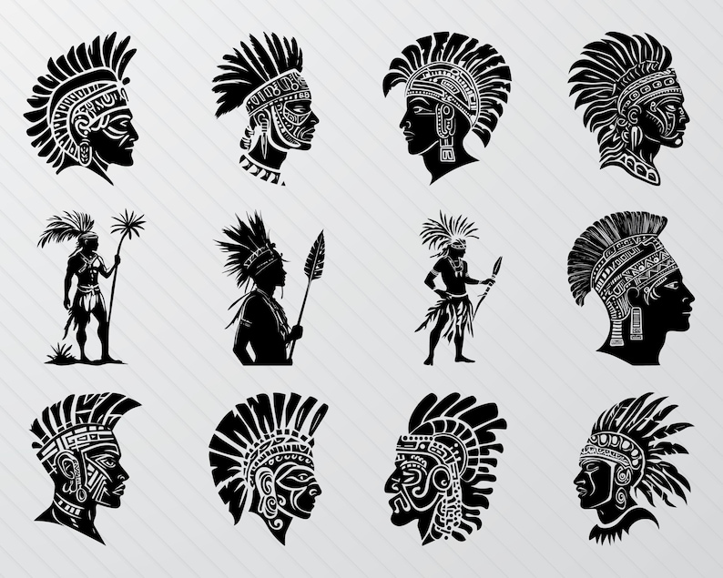 Taino Warrior Silhouette SVG Bundle: Tribal Queen Clipart (PNG, Vector ...