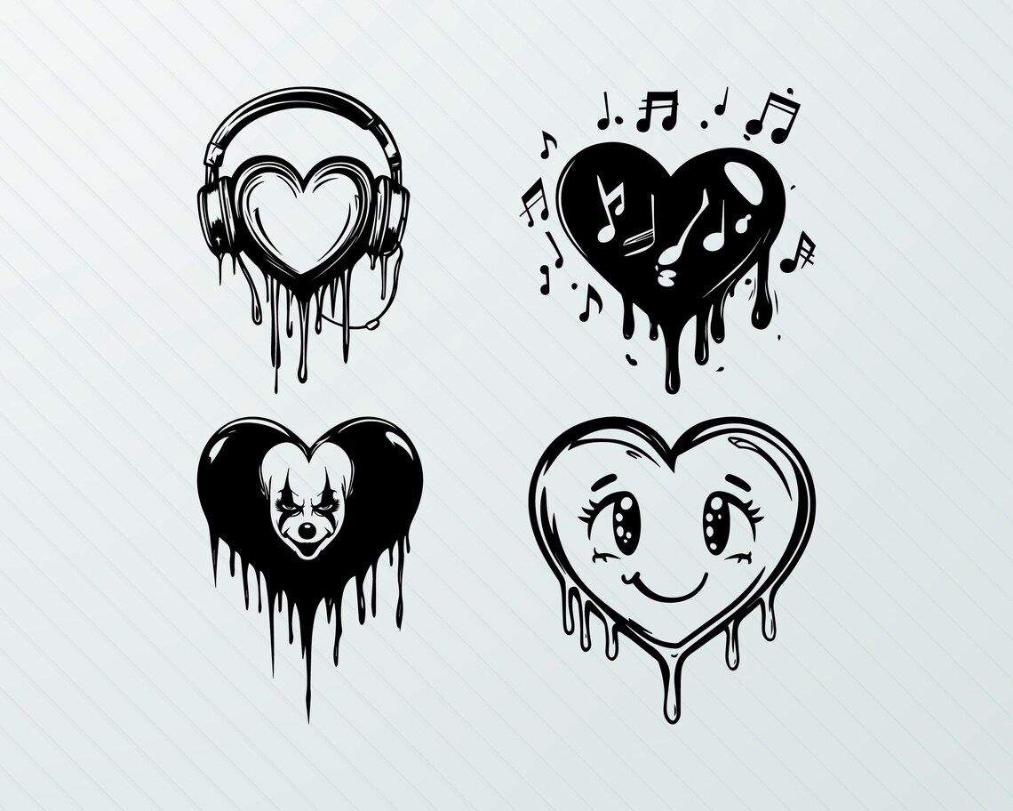 Dripping Heart SVG PNG Clipart: Vector Cut Files - Etsy