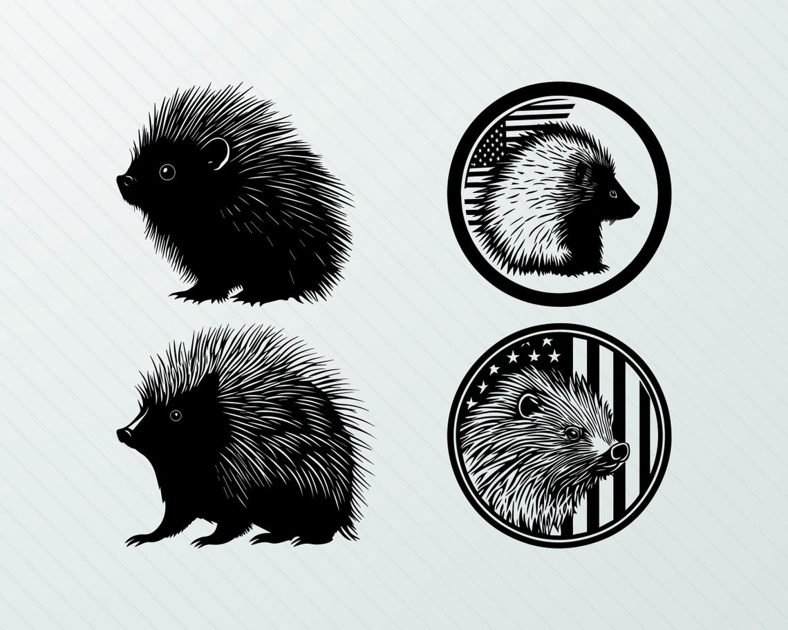 Porcupine Clipart: Silhouette Vector Designs (SVG, PNG) - Etsy
