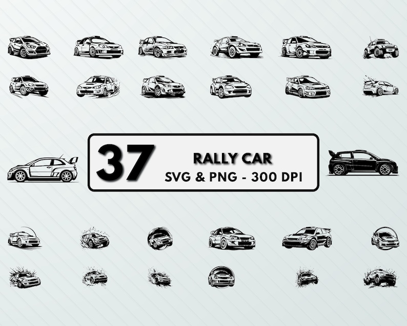 Rally Car Clipart: SVG, PNG, Decal, Vector Art (digital Download) - Etsy