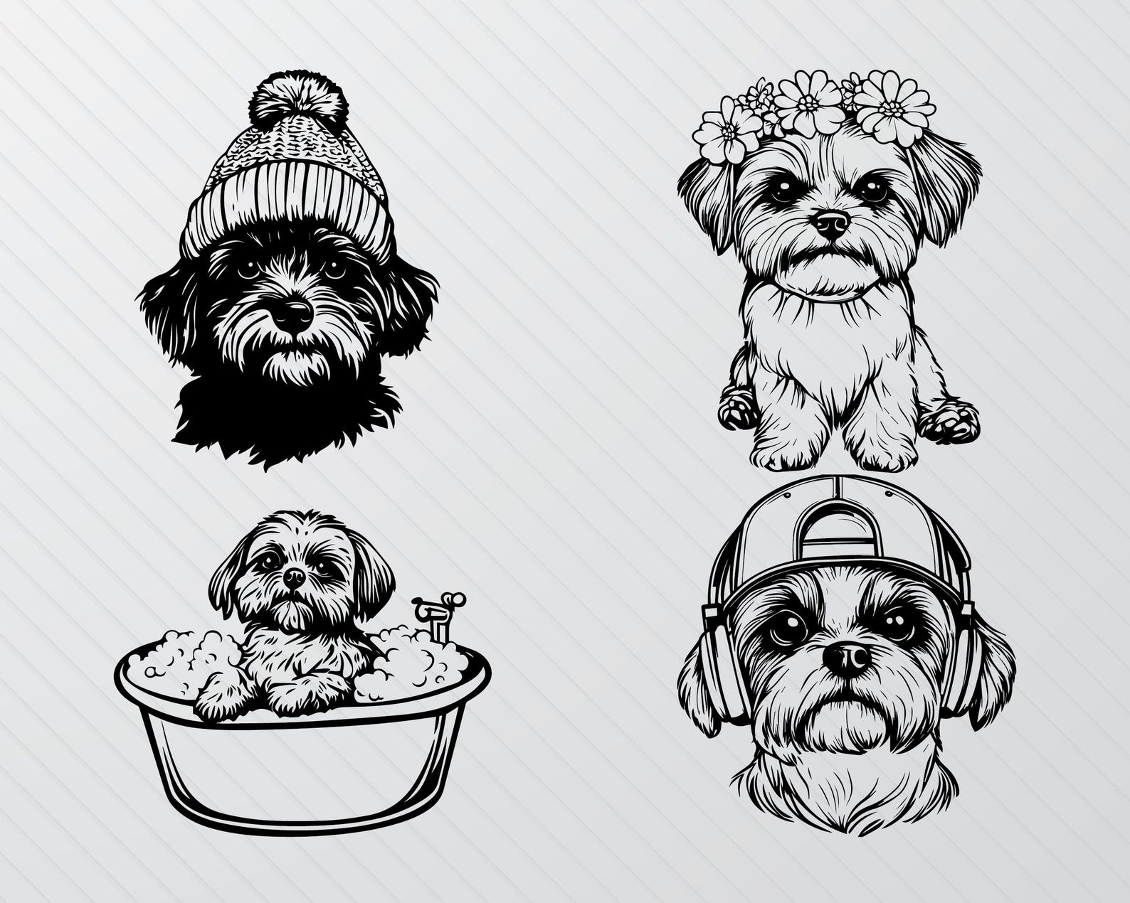 Shih Poo SVG Bundle: Dog Silhouette Vector Clipart (PNG, 300 DPI) - Etsy