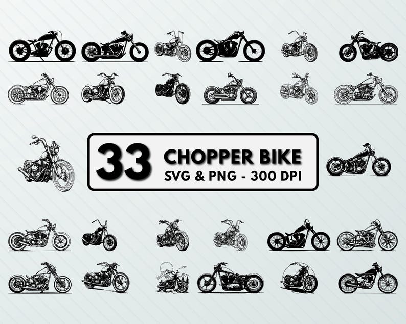 Chopper Bike Silhouette, Chopper Bike Svg Png Bundle, Chopper Bike ...