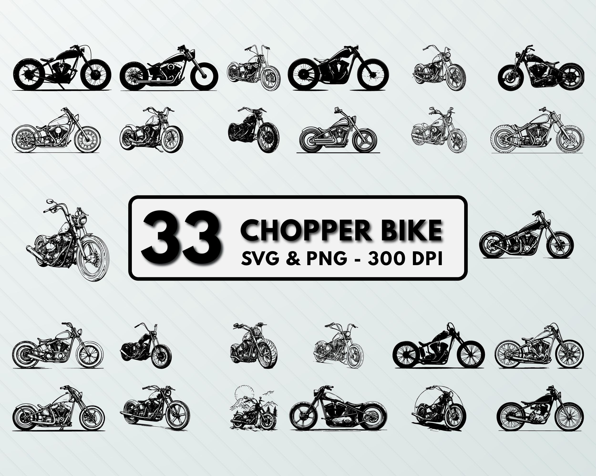 Chopper Bike Silhouette: SVG PNG Clipart Bundle - Etsy