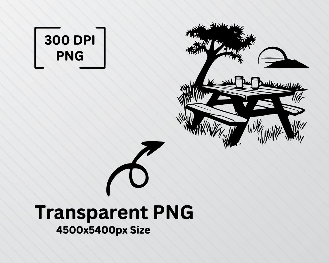 Picnic Table SVG PNG Clipart: Line Art Cut Files - Etsy