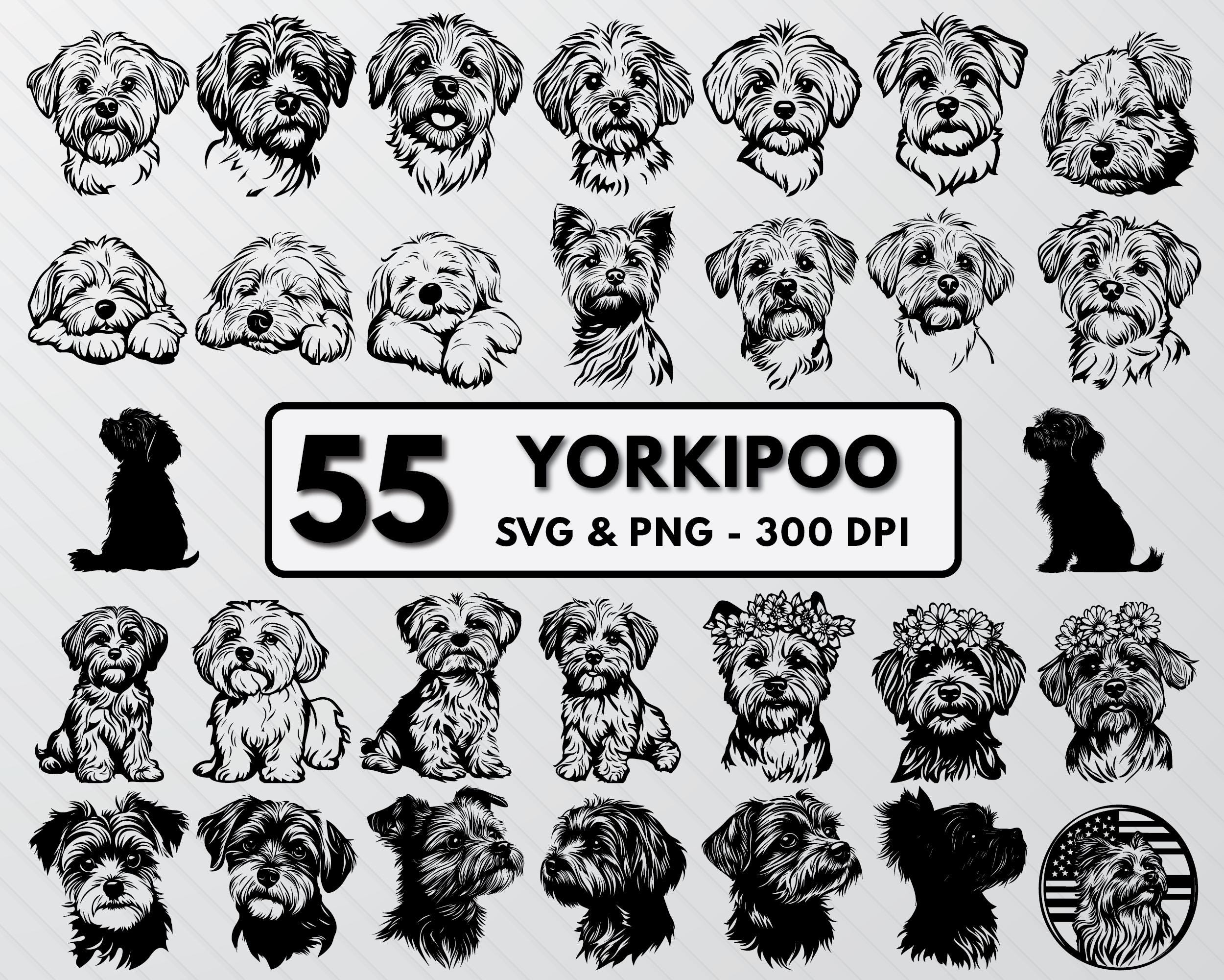 Yorkipoo Dog Silhouette SVG Bundle: Puppy Clipart, Decal Outline (PNG ...