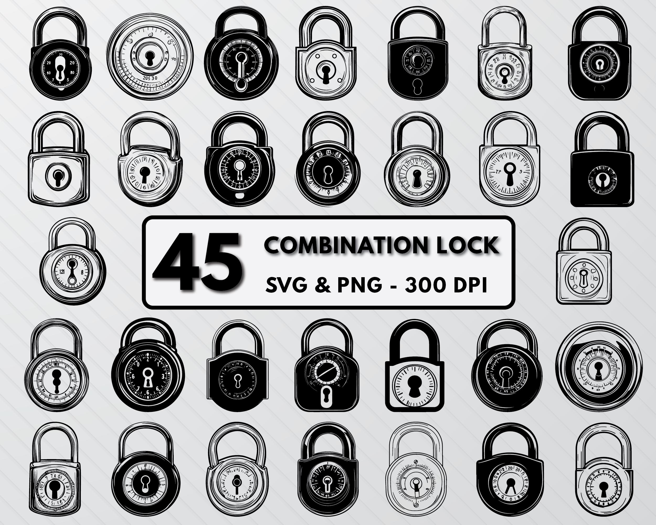 Combination Lock Silhouette, Combination Lock Svg Bundle, Lock Clipart ...
