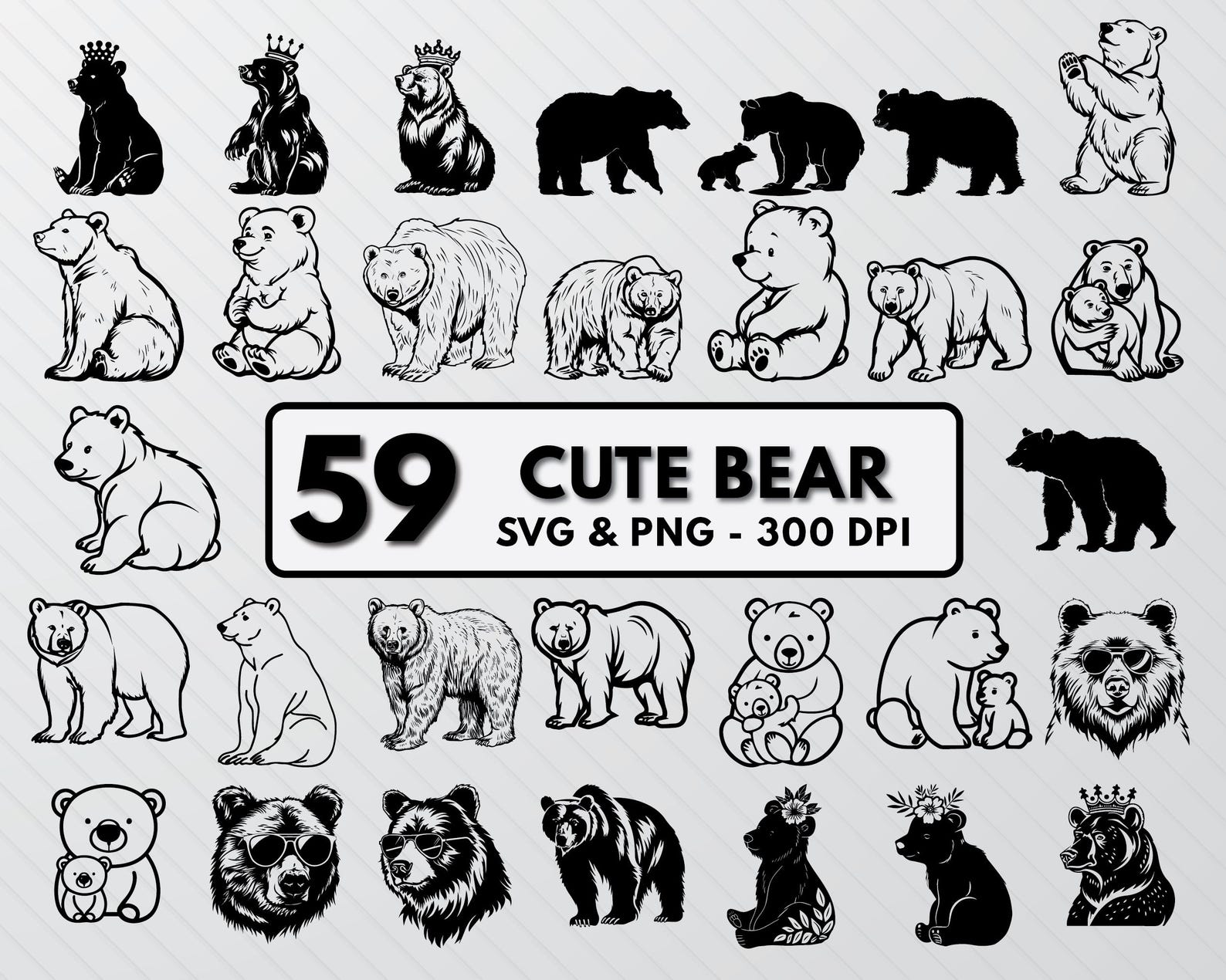 Bear Silhouette Svg, Bear Svg Cut File, Bear Clipart, Bear Png, Bear ...