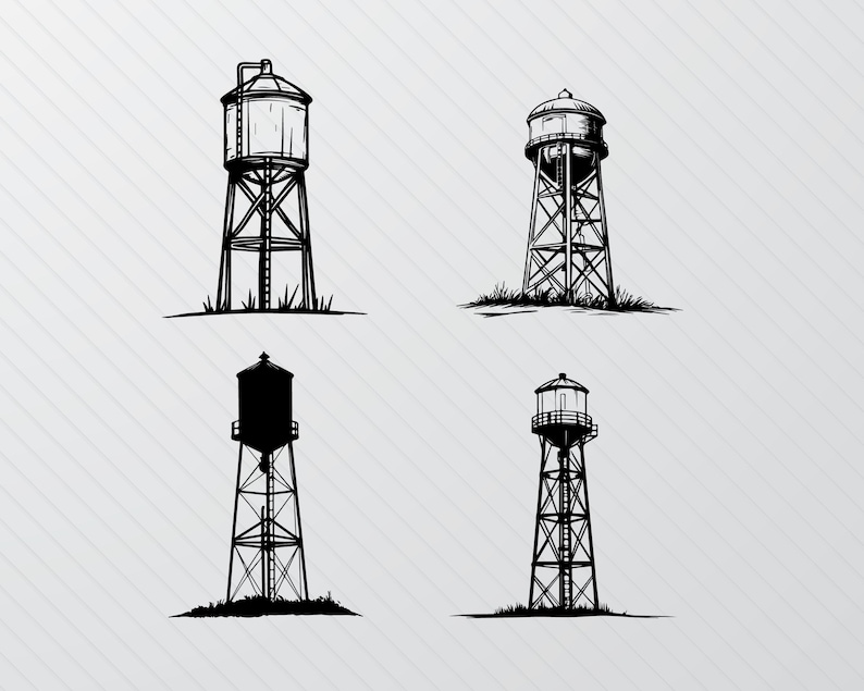 Water Tower Silhouette, Water Tower Svg Bundle, Water Tower Clipart ...