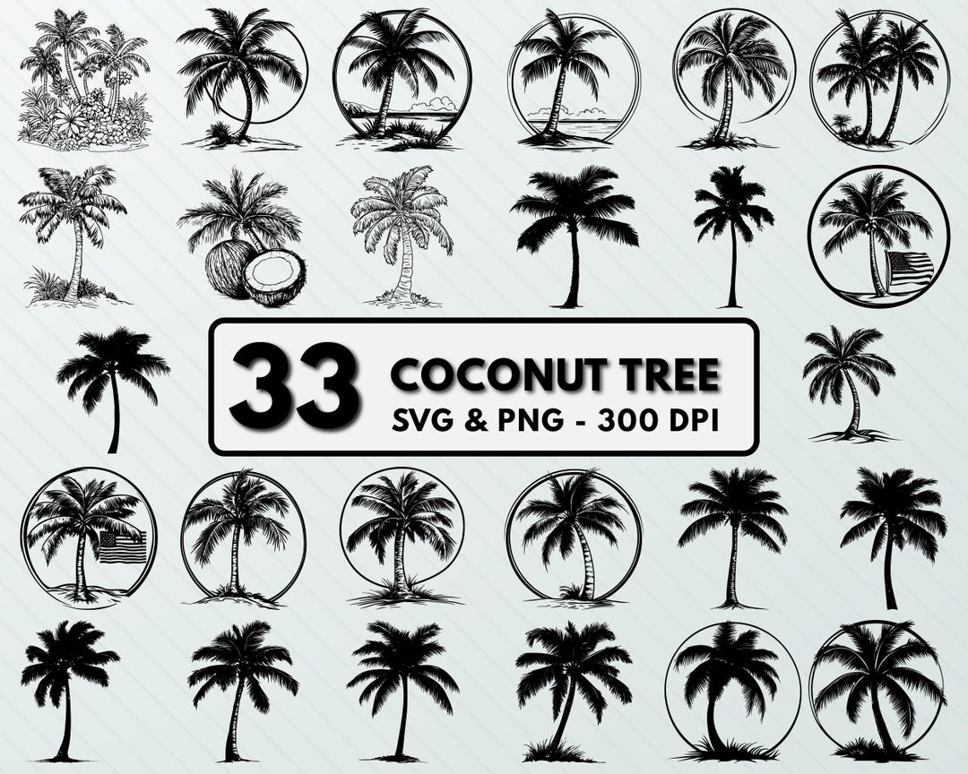 Coconut Tree Svg Png Bundle, Coconut Tree Silhouette, Coconut Tree ...
